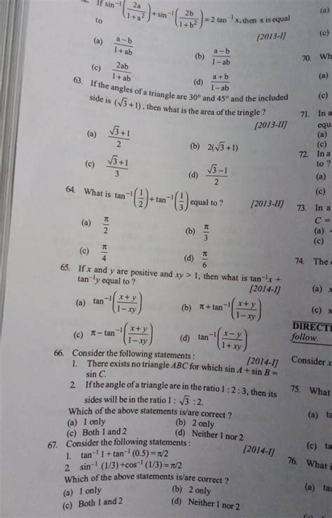 consider the following statements 1 there exists no triangle abc for w
