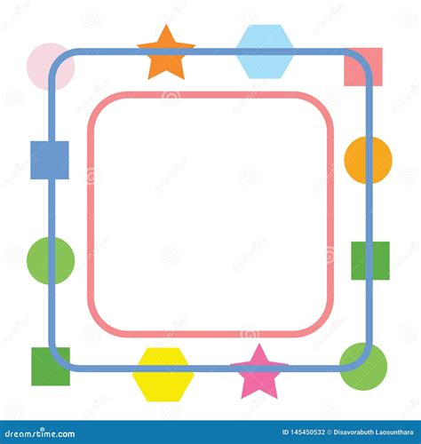 Cute Colorful Square Frame Isolated On White Background For Web Design