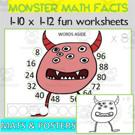 Monster Math Facts Multiplication Repeated Addition Worksheets Mats By