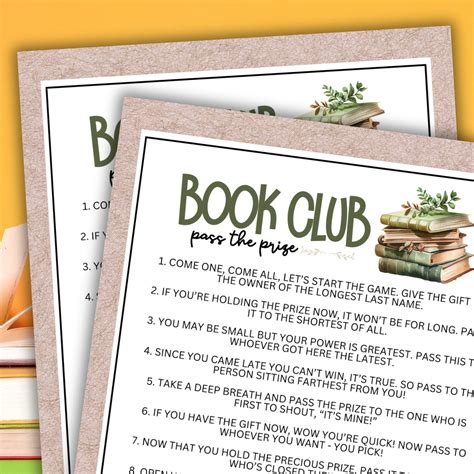 Book Club Pass The Prize Party Prints Press