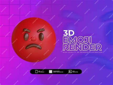 Premium Psd 3d Render Cute Mad Angry Face Emoji