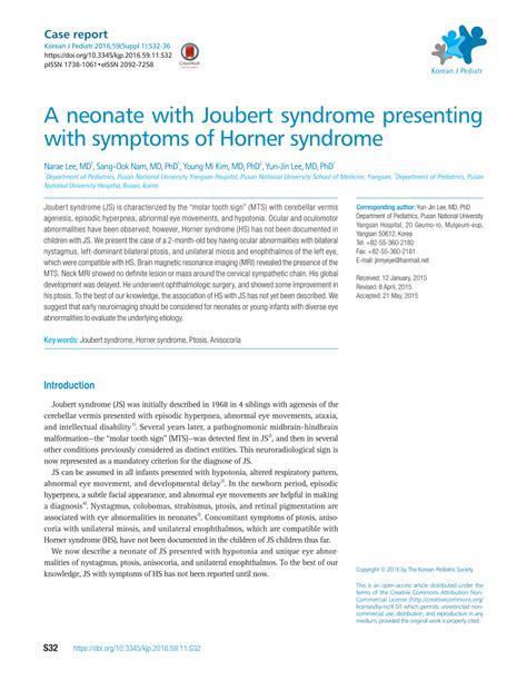 Pdf A Neonate With Joubert Syndrome Presenting With Symptoms Of