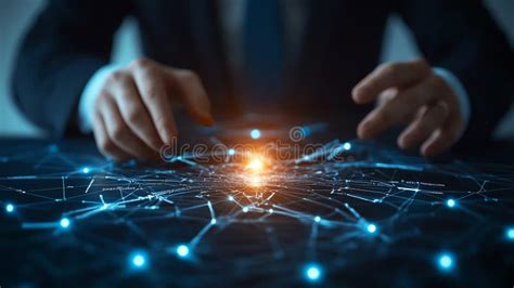 Businessman Interacting With Digital Network Futuristic Technology