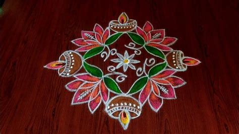 Special Lotus Rangoli Designs With 5 Dots For Kartika Masam Made Easy