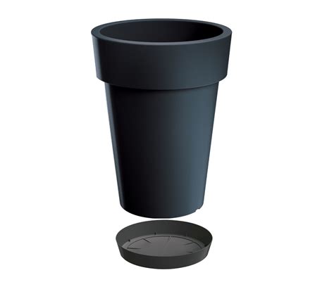 Vaso Per Piante Alto Rotondo Leggero Lofly Slim Con Piattino 20 Cm