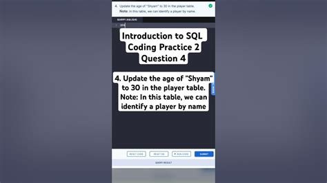 Introduction To Sql Coding Practice 2 Question 4 Nxt Wave Shorts