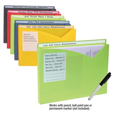 C Line Write On Poly File Jackets Letter Size Assorted Colors Pk Of