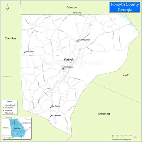Map Of Forsyth County Georgia Where Is Located Cities Population