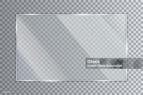 투명 한 배경에 유리 플레이트 투명 한 유리 쇼케이스 현실적인 창 모형 아크릴과 유리 질감 눈부심과 빛 직사각형 프레임에