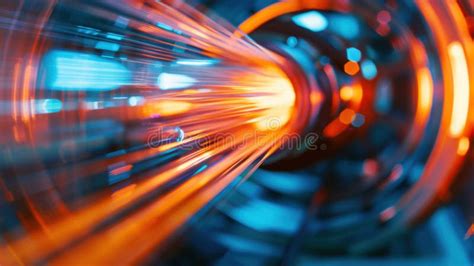 Abstraction Of Data Transmission Using Fiber Optic Cable In Section Stock Image Image Of