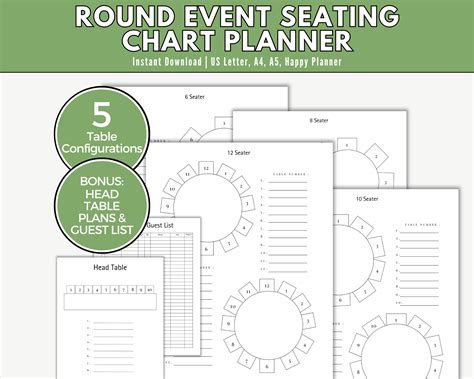 Printable Wedding Table Chart Template Round Table Seating Planner Event Seating Arrangement