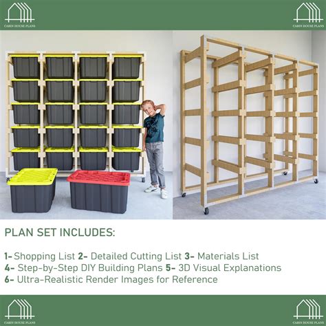 27 Gallon Tote Storage Rack Plans Diy Garage Shelf Digital Download
