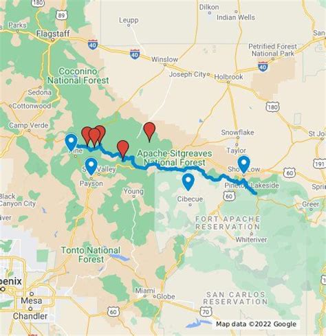 Overland Routes Map Of Mogollon Rim Road
