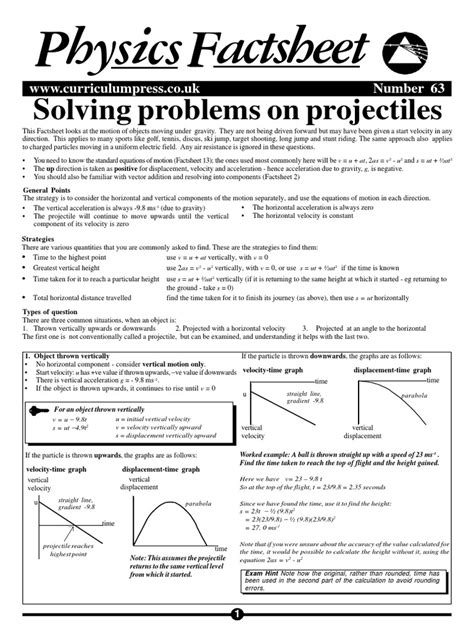 Solving Problems On Projectiles Pdf Pdf Equations Of Motion