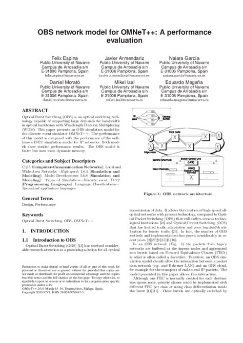 Pdf Obs Network Model For Omnet A Performance Evaluation