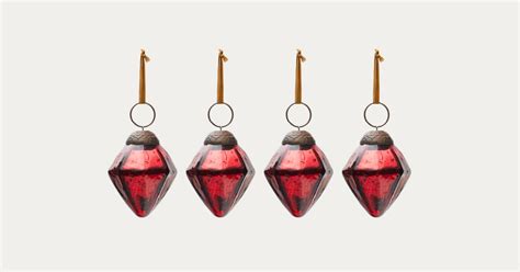 Argin Set Of 4 Hanging Ornaments Made Of Red Recycled Glass 6 Cm Kave