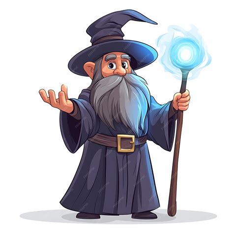 A Cartoon Wizard Character With A Long Beard Premium Ai Generated Image