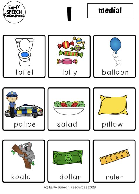 L Medial Articulation Sheet Early Speech Resources