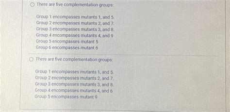 Solved There Are Four Complementation Groups Group 1