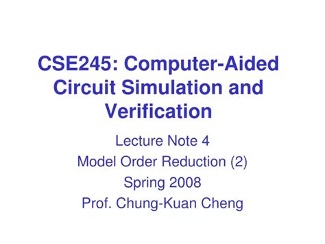 Ppt Cse245 Computer Aided Circuit Simulation And Verification