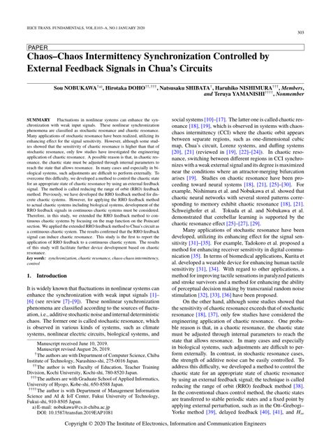 Pdf Chaos Chaos Intermittency Synchronization Controlled By External