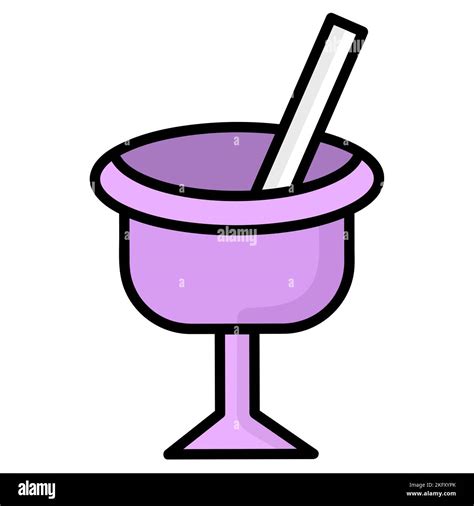 A Vector Illustration Of A Purple Coctail Glass With A Straw In It On A
