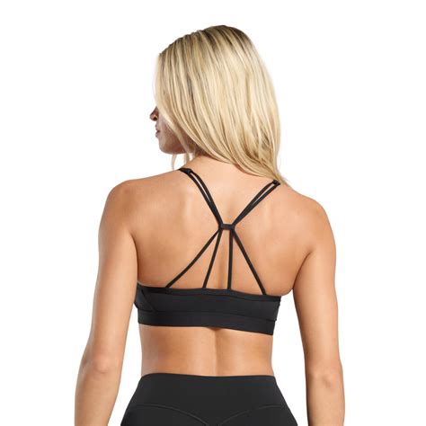 Womens Gymshark Ruched Strappy Sports Bra Black Sole Lab