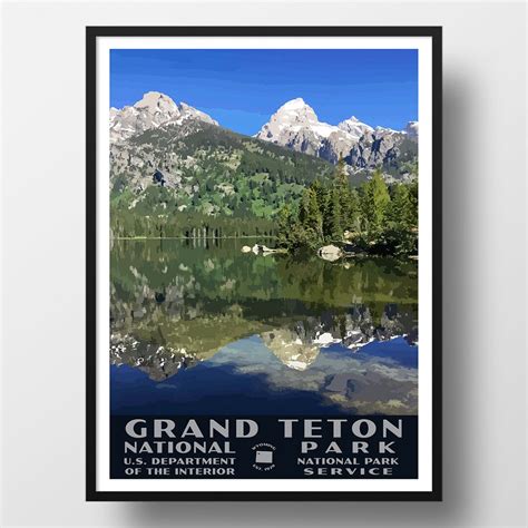 Grand Teton National Park Poster Vintage Wpa Style Travel Poster 8 X 10