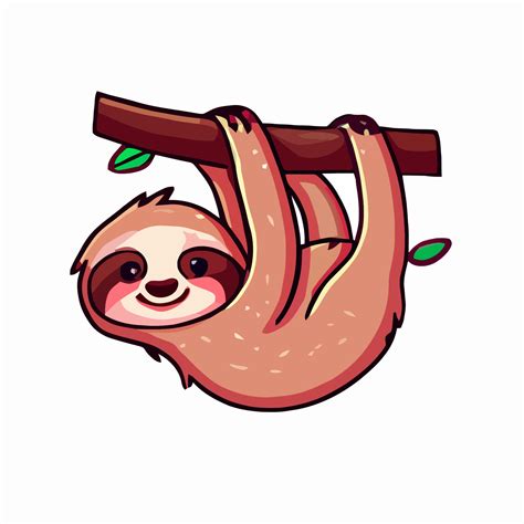 Cute Chibi Sloth Kawaii Illustration Lazy Sloth Sleepy Graphic Vector 17048013 Vector Art At