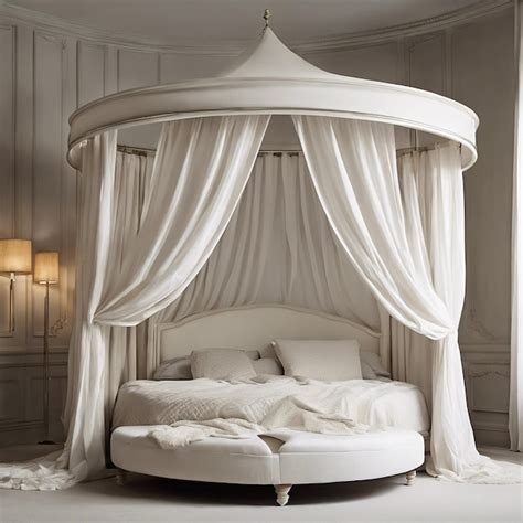 Round Canopy Bed White Background Premium Ai Generated Image