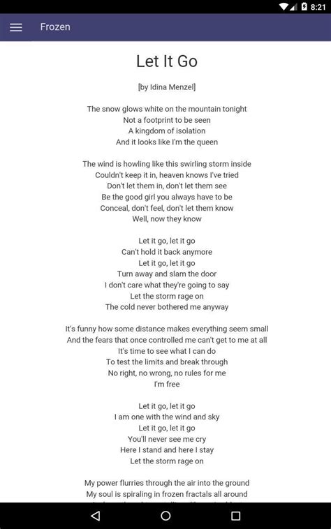Frozen Lyrics Apk For Android Download