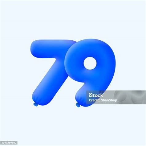 파란색 3d 번호 79 풍선 현실적인 3d 헬륨 파란색 풍선 3차원 형태에 대한 스톡 벡터 아트 및 기타 이미지 3차원 형태 공휴일 기념일 Istock