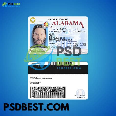 Usa Alabama Driving License Psd Template Psd Best