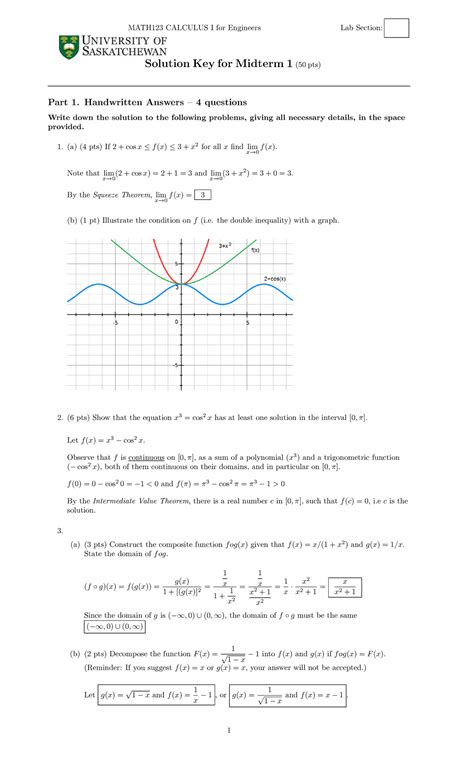 Exam 2015 Questions And Answers Midterm 1 Math123 Calculus I For
