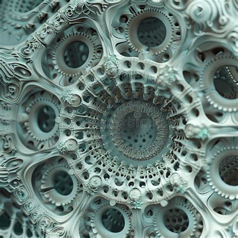 Blue Spiral Fractal Background Or Backdrop With Detailed And Complex Patterns And Shapes Stock