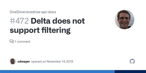 Delta Does Not Support Filtering · Issue 472 · Onedriveonedrive Api