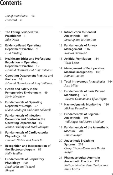 Contents Fundamentals Of Operating Department Practice