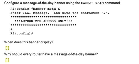 Solved Configure A Message Of The Day Banner Using The