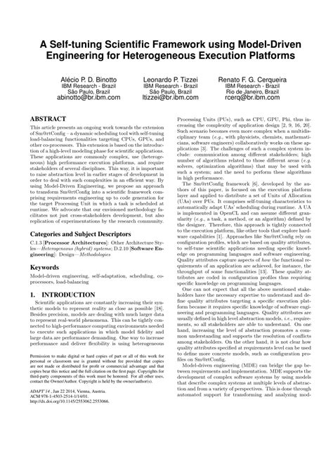 Pdf A Self Tuning Scientific Framework Using Model Driven Engineering