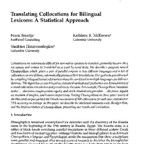 Translating Collocations For Bilingual Lexicons A Statistical Approach Acl Anthology