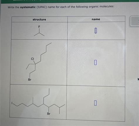 Solved Write The Systematic IUPAC Name For Each Of The Chegg Com