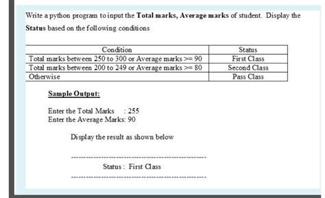 Solved Write A Python Program To Input The Total Marks