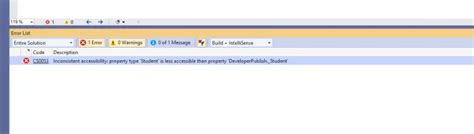 C Error Cs0053 Inconsistent Accessibility Property Type Type Is