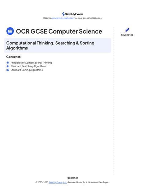 Computational Thinking Notes Pdf Thought Algorithms And Data Structures