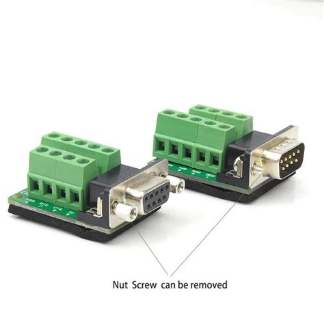 terminal serie db9 rs232 de 2 piezas conector hembra módulo de terminal de señales db9 nueve