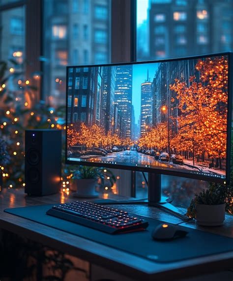 Sleek Office Desk Setup With A Dualmonitor Wallpaper Premium Ai