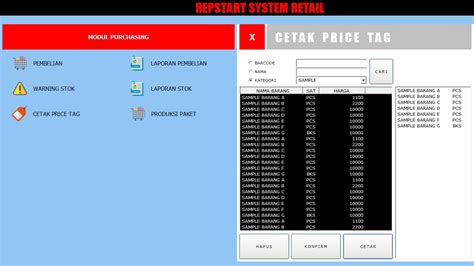 CARA CETAK LABEL HARGA PADA RAK MINIMARKET DARI APLIKASI KASIR REPSTART SYSTEM