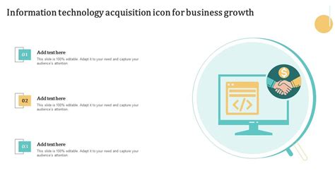Information Technology Acquisition Icon For Business Growth Ppt Template