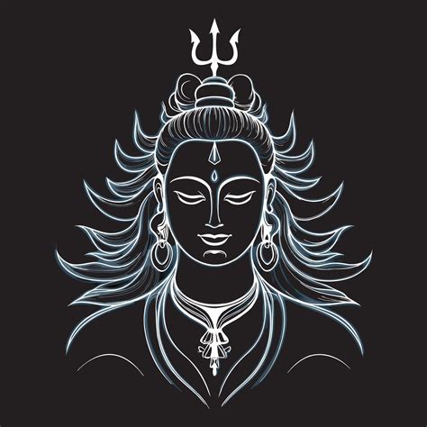 Minimalist Lord Shiva Line Art On Black Background 54871306 Vector Art At Vecteezy