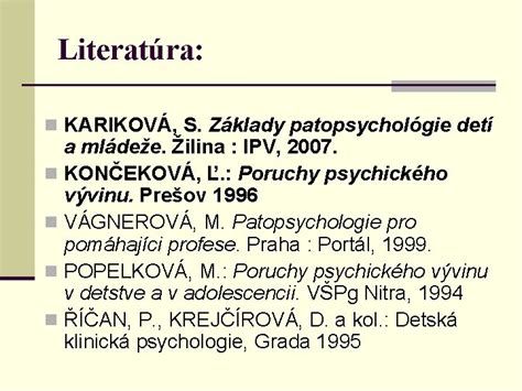 Poruchy Vvinu Osobnosti Paed Dr Lada Kalisk Ph